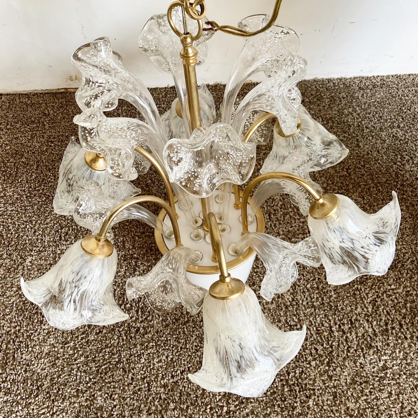 Italian Murano Glass Tulip Chandelier For Sale at 1stDibs