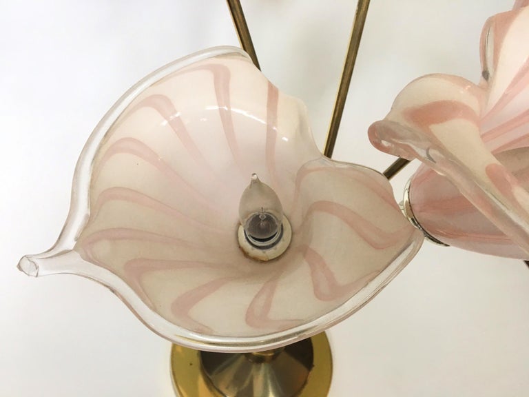 Italian Murano Handblown Calla Lilies Table Lamp at 1stDibs