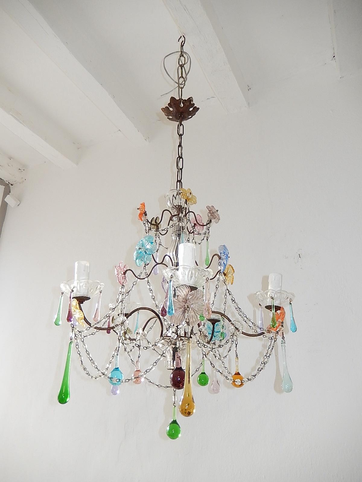Italian Murano Multi-Color Flowers and Drops Chandelier, circa 1930 at ...