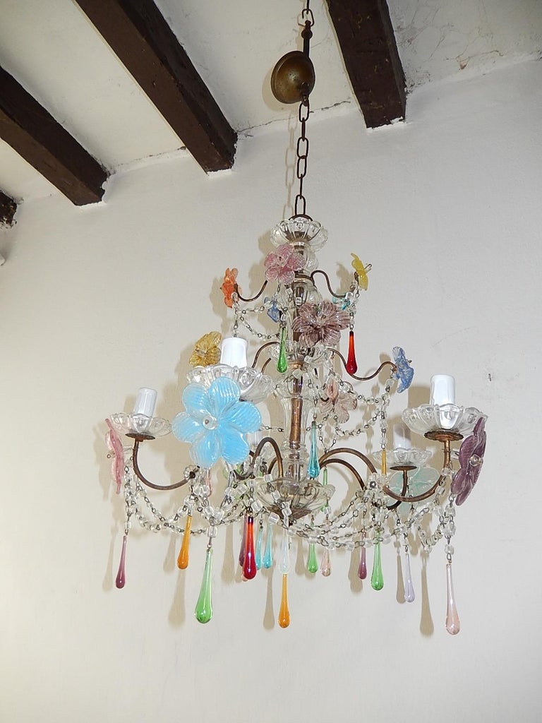 Italian Murano Multi-Color Flowers and Drops Chandelier, circa 1930 at ...