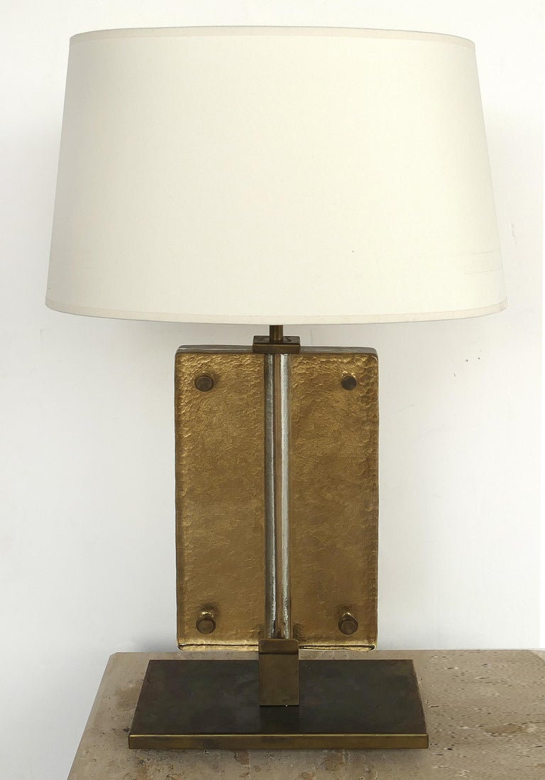 Italian Murano Slab Glass Table Lamps with Gold Leaf and Brass For Sale ...