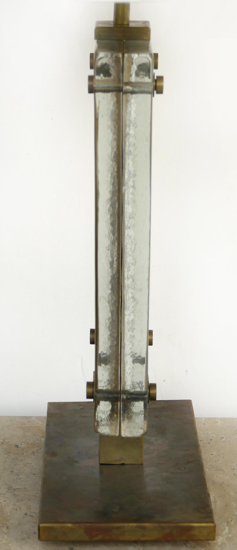 Italian Murano Slab Glass Table Lamps with Gold Leaf and Brass For Sale ...