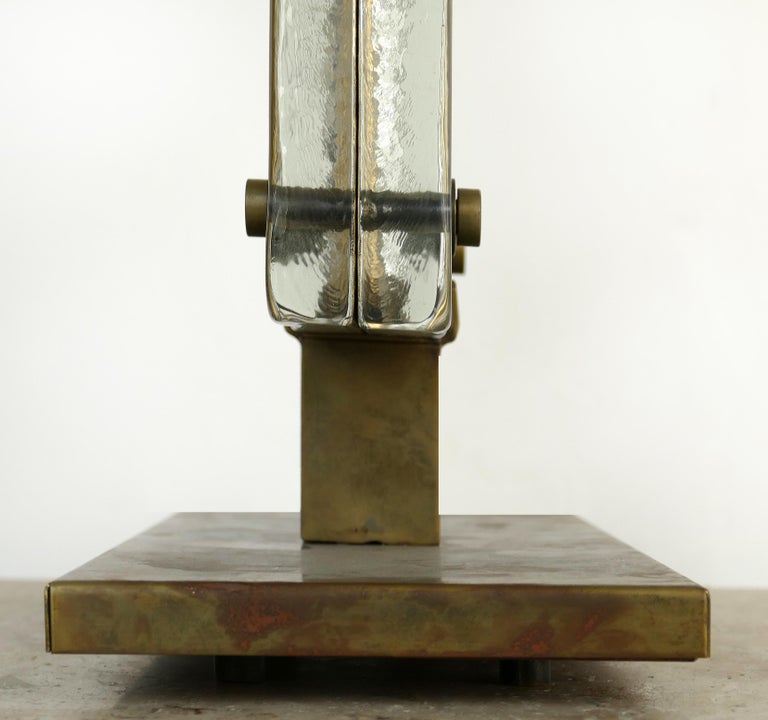 Italian Murano Slab Glass Table Lamps with Gold Leaf and Brass For Sale ...