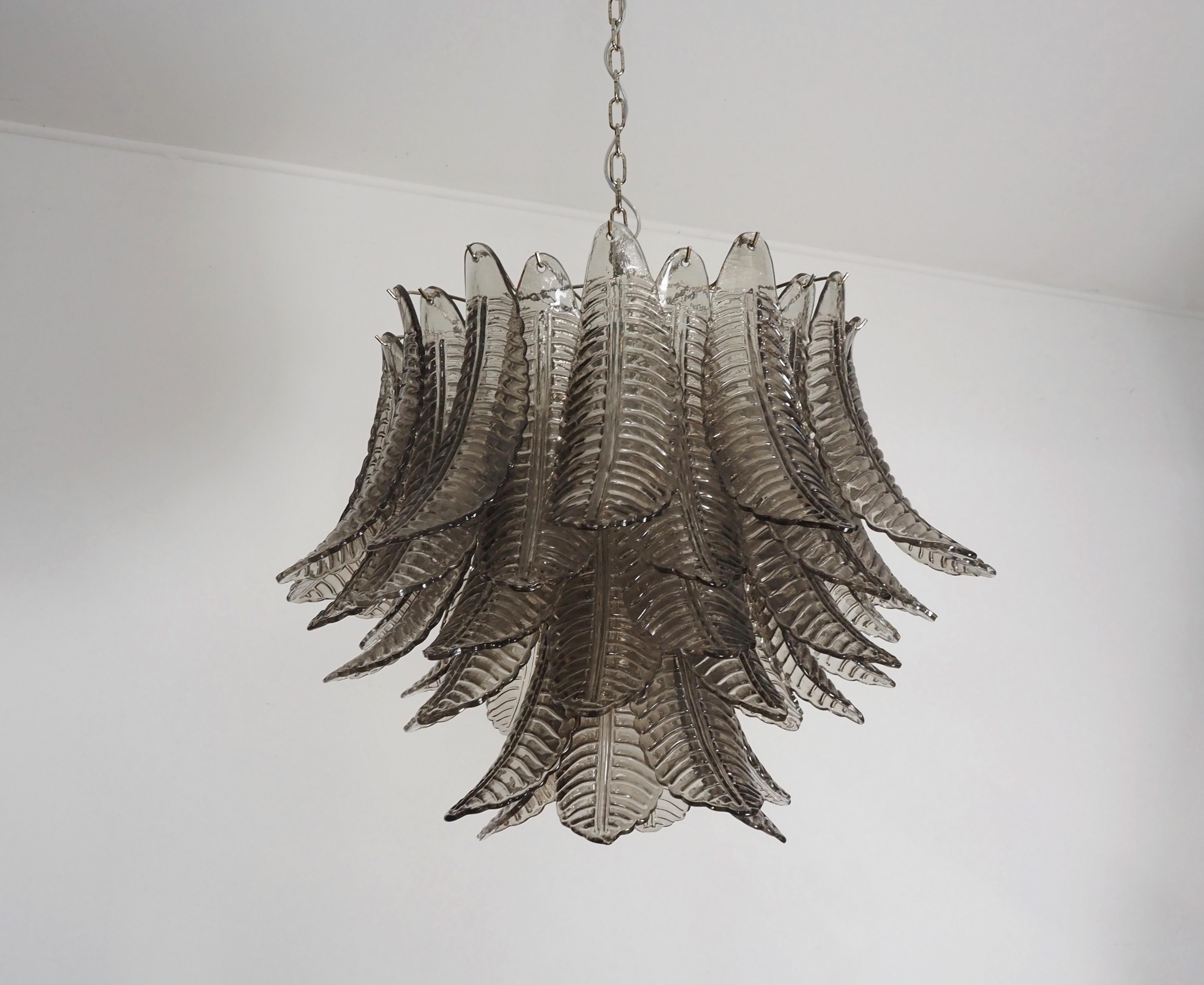 Italian Murano three-tier SMOKED Ferns Glass chandelier at 1stDibs