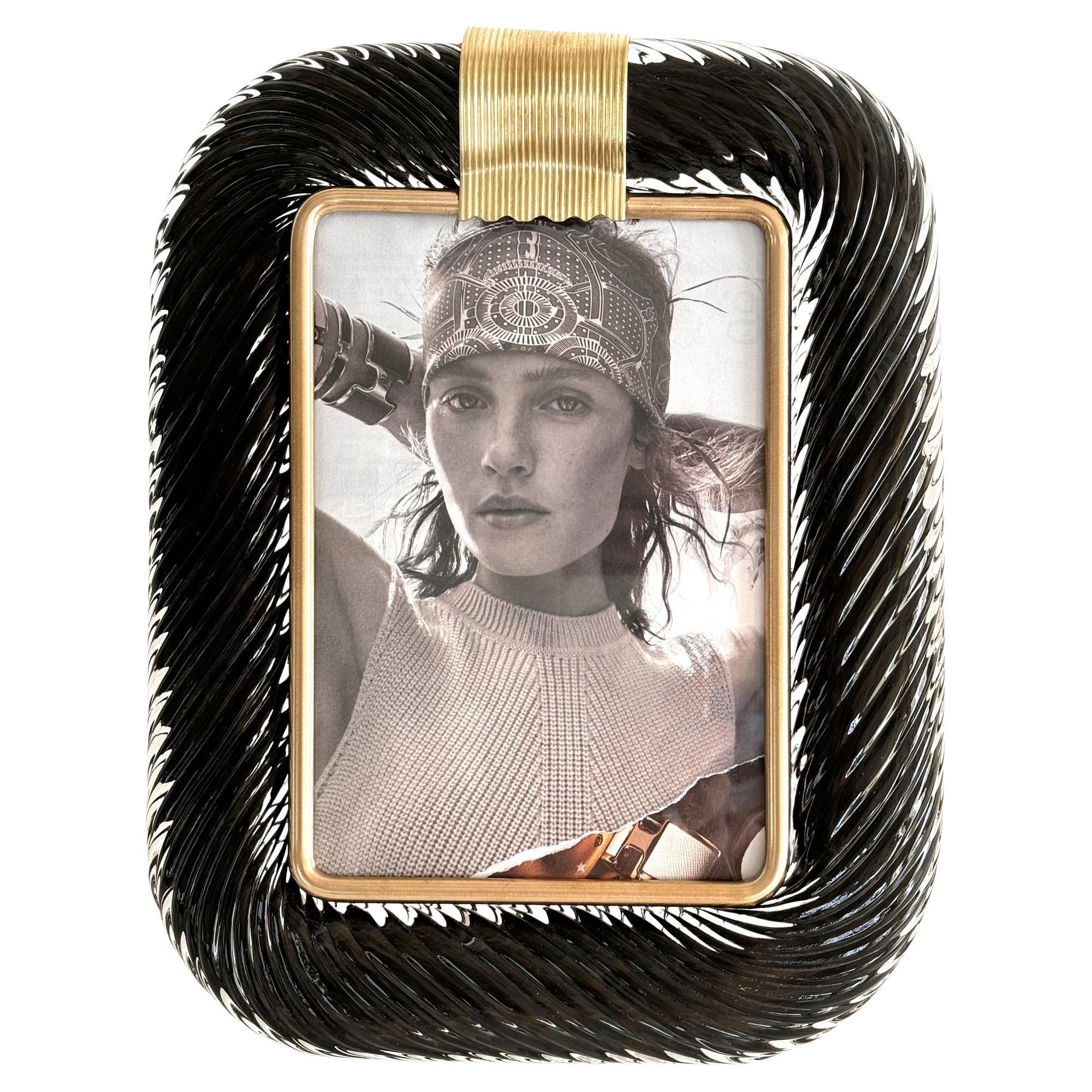 Italian Murano Twist Glass Picture Frame in Opaline White in Barovier ...