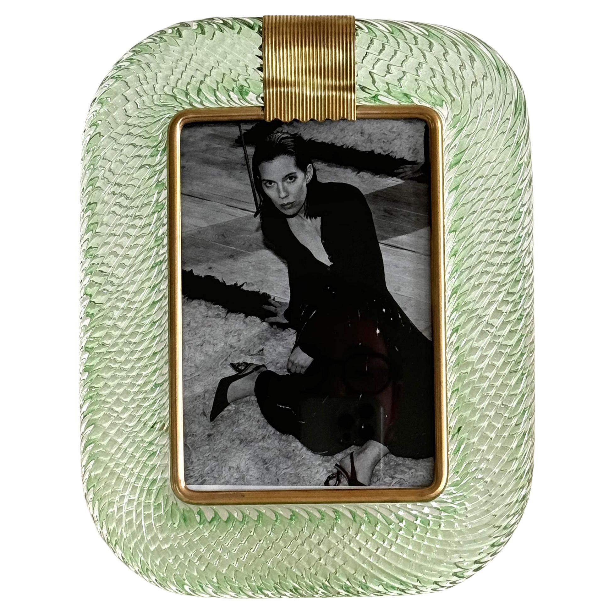 Italian Murano Twist Glass Picture Frame in Light Green in Barovier and ...