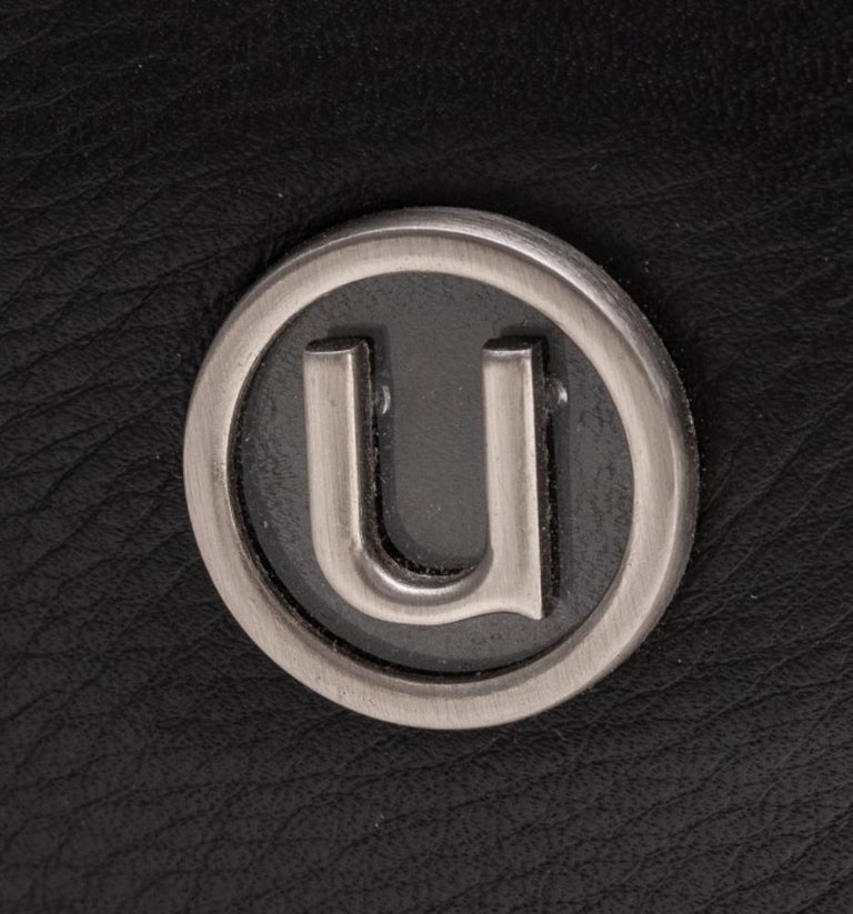 Italian Natuzzi Black Leather Sectional Sofa For Sale at 1stDibs