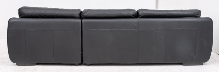 Italian Natuzzi Black Leather Sectional Sofa For Sale at 1stDibs