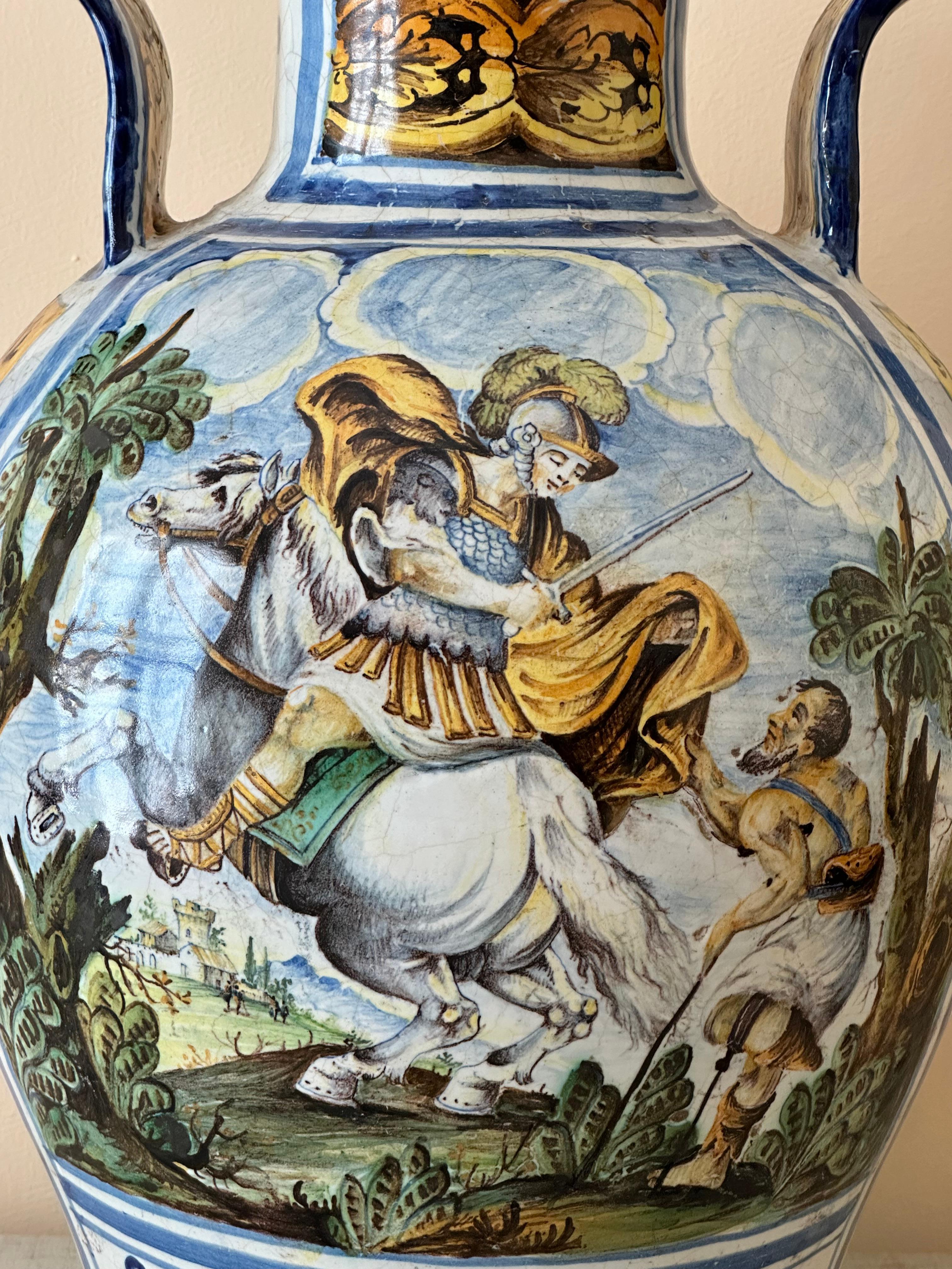 Italian Neapolitan Large Maiolica Istoriato Amphora, Dated 1702 For ...