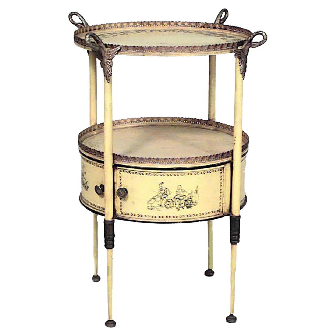 Italian Hand Painted 2-Tier Tole Tray Table at 1stDibs