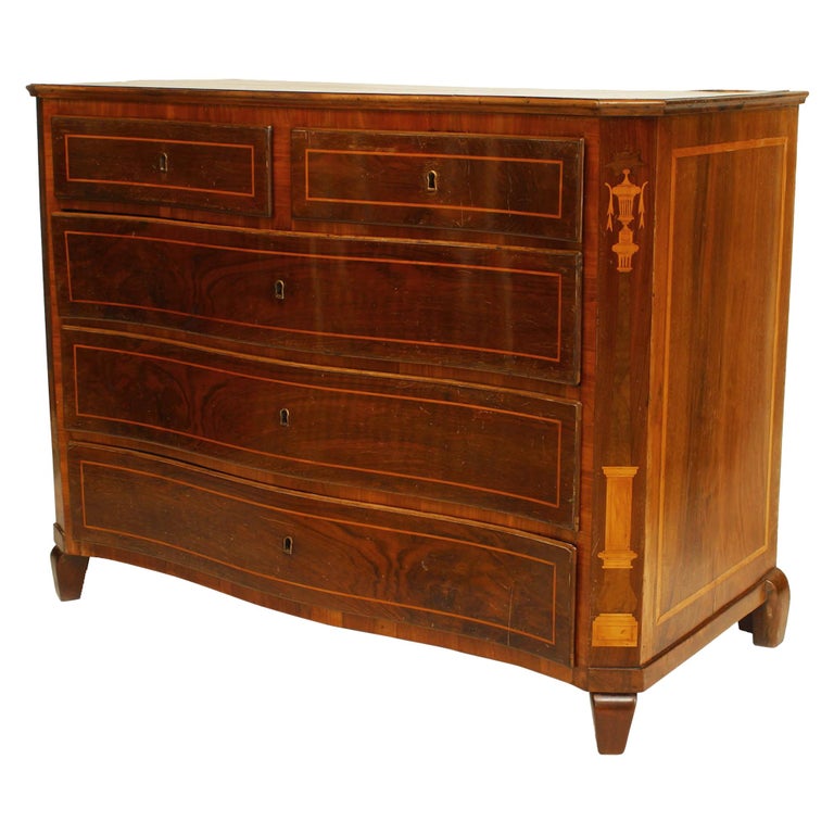 Italian Neoclassic Walnut Chest For Sale at 1stDibs