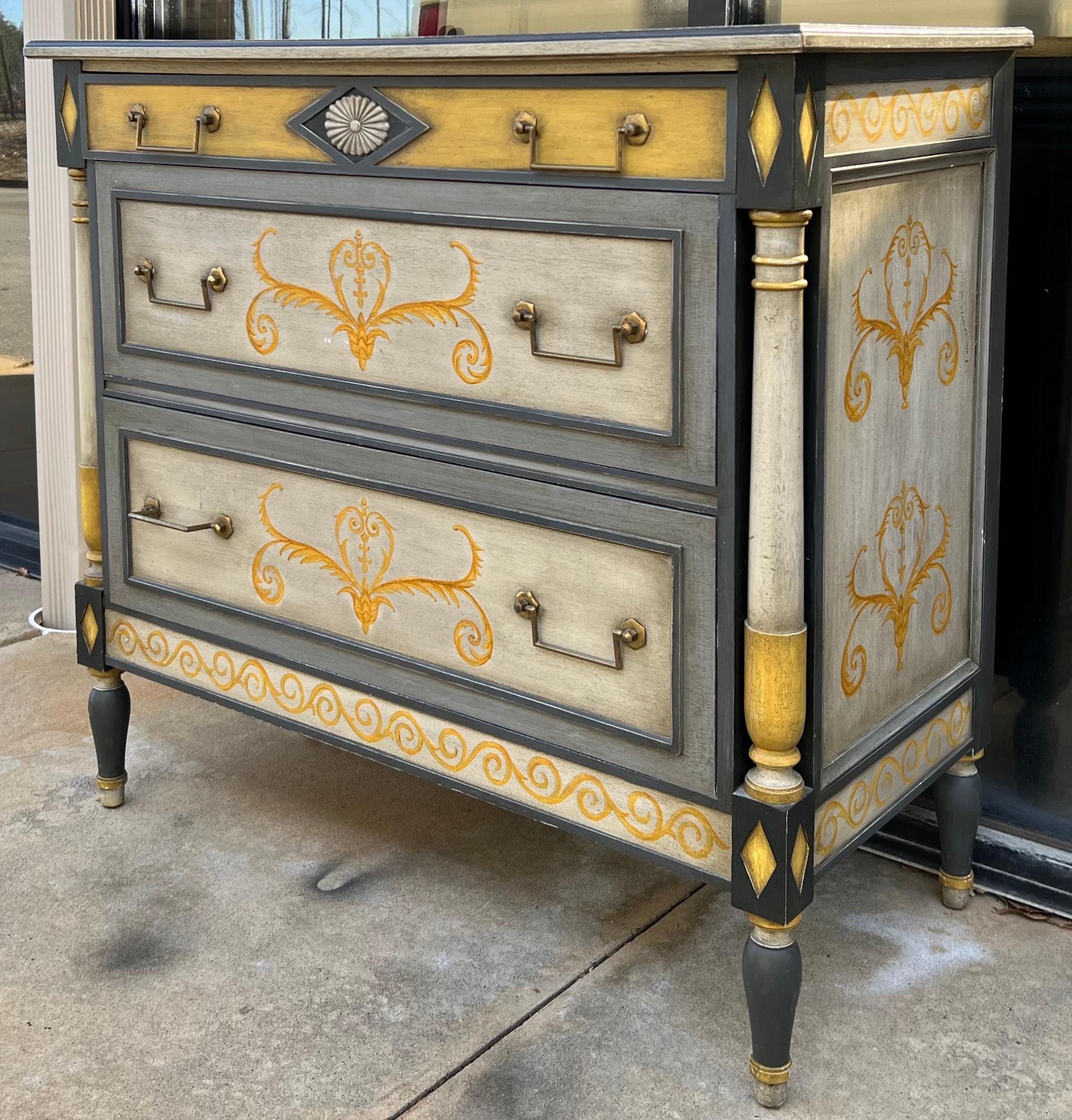 Italian Neo-Classical Revival Style Hand Painted Chest Attributed to ...