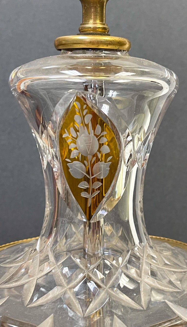 Italian Neo-Classical Style Amber Cut Glass and Brass Table Lamp For ...