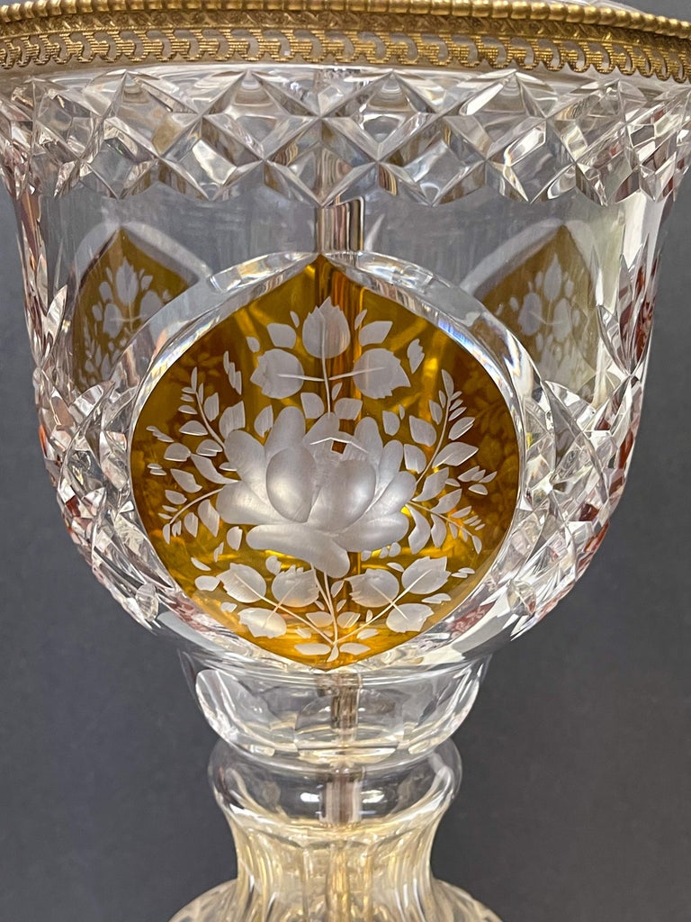 Italian Neo-Classical Style Amber Cut Glass and Brass Table Lamp For ...