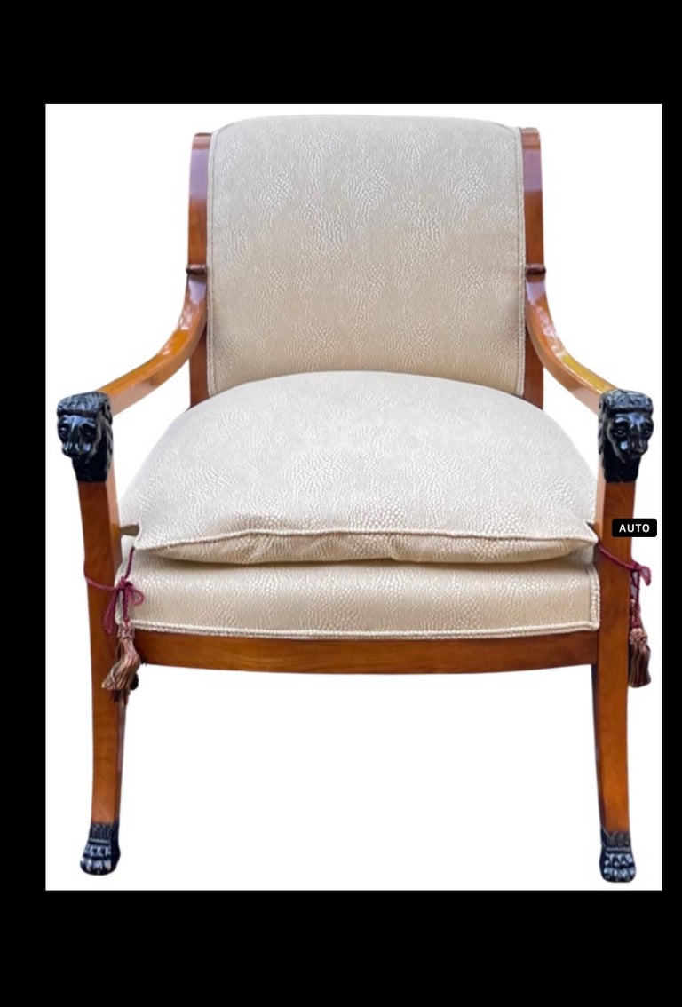 Italian Neo-Classical Style Walnut and Ebony Arm Chairs with Lions ...