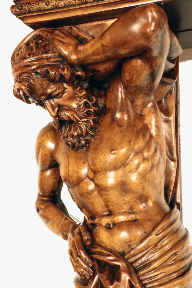 Italian Neo-Renaissance Walnut Fireplace Mantel, Attributed to ...