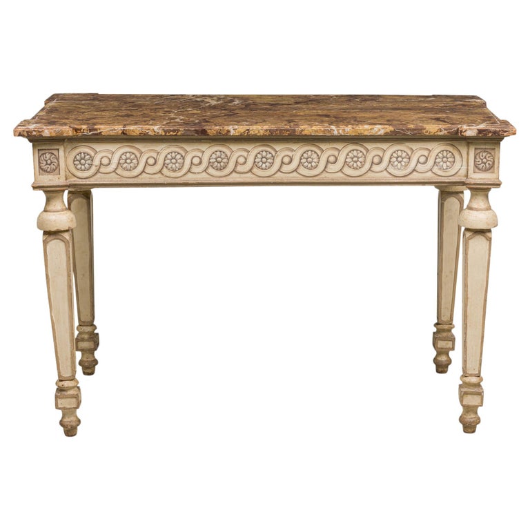 Italian Neoclassic Beige Painted and Parcel-Gilt Console / Center Table ...