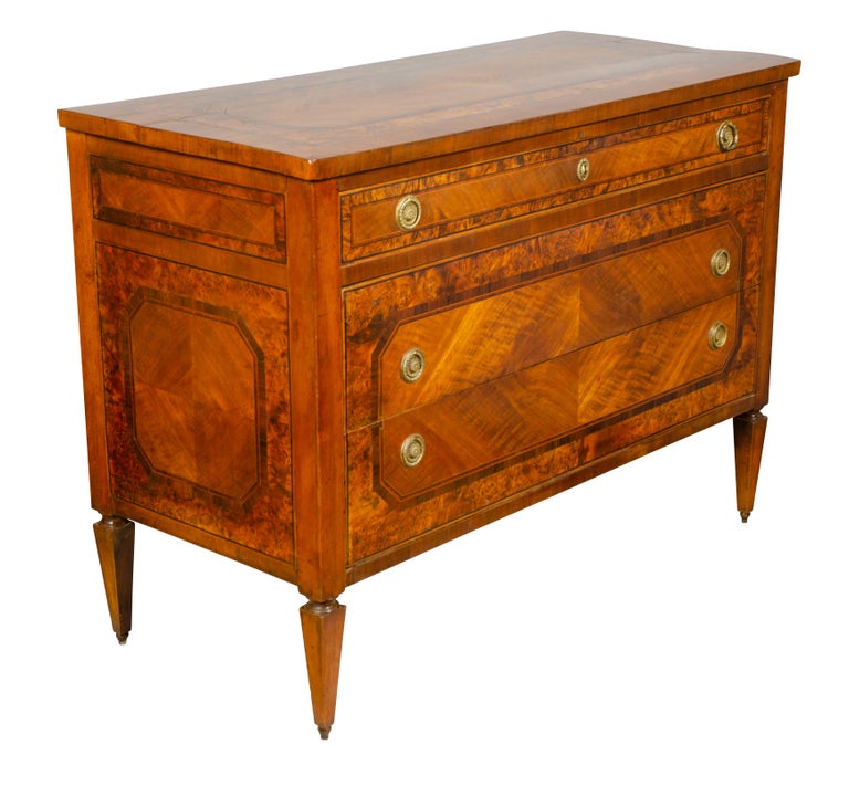 Italian Neoclassic Walnut Commode For Sale at 1stDibs