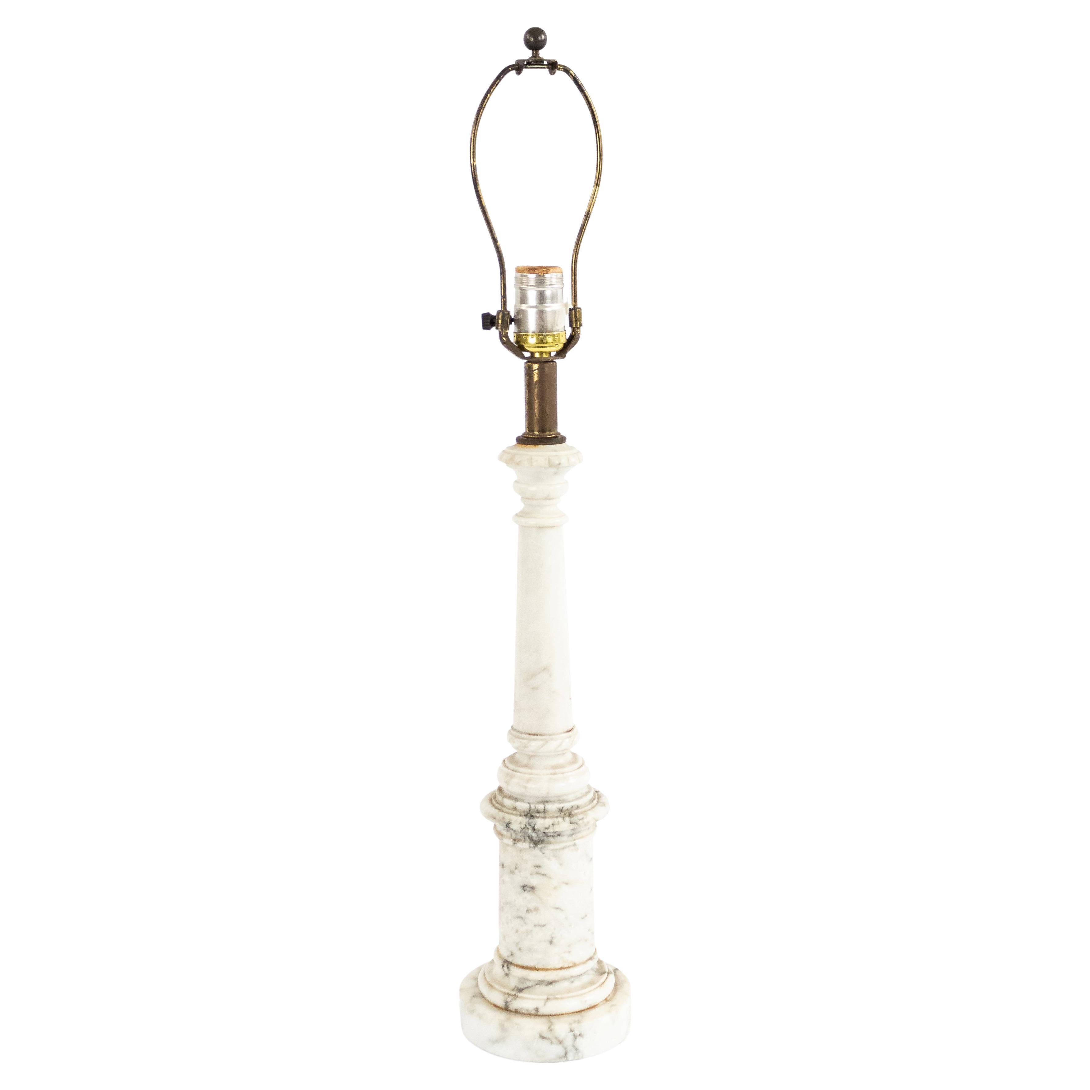 Iconic Neoclassical White Marble Capital Column Table Lamp at 1stDibs