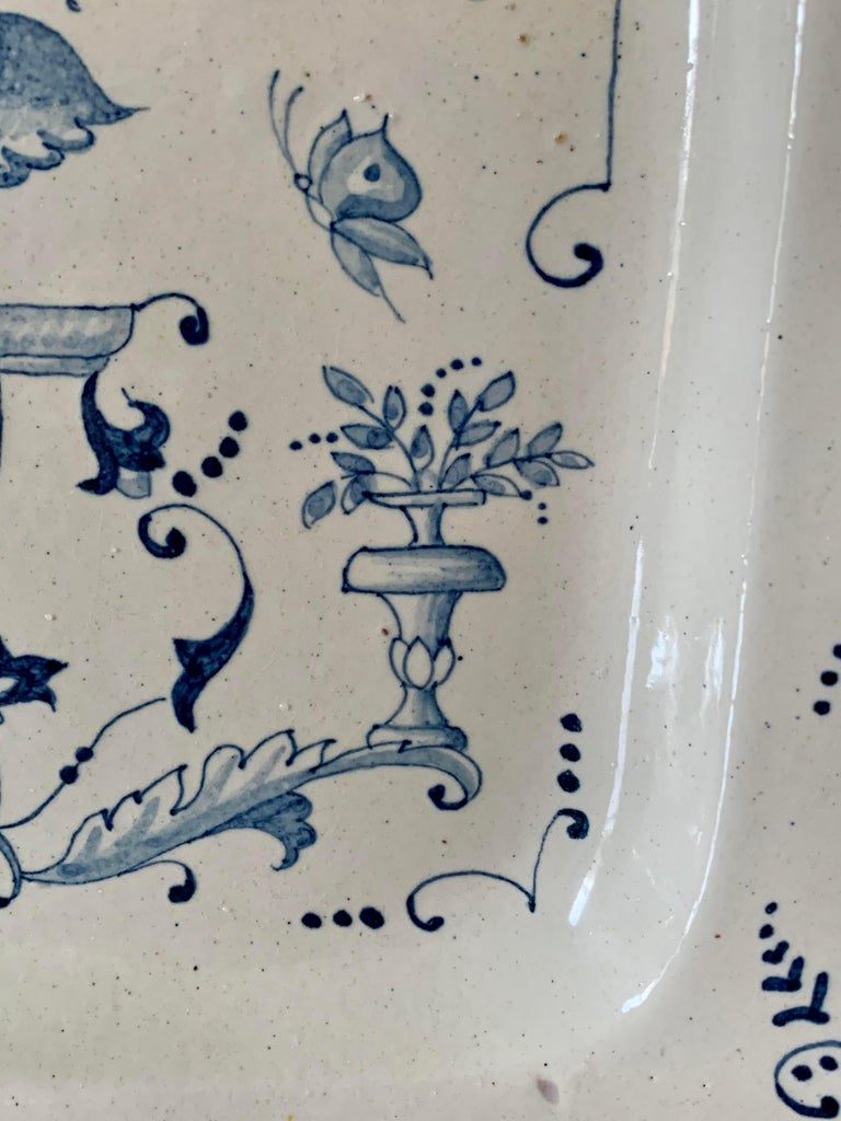 Italian Neoclassical Faience Blue and White Square Wall Plates, Pair ...