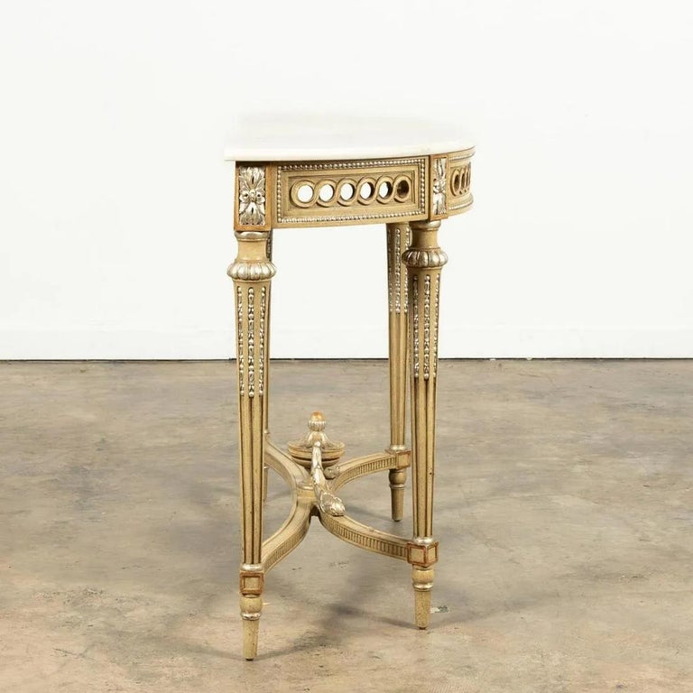 Italian Neoclassical Gilt Wood and Parcel Silver Marble Top Console ...