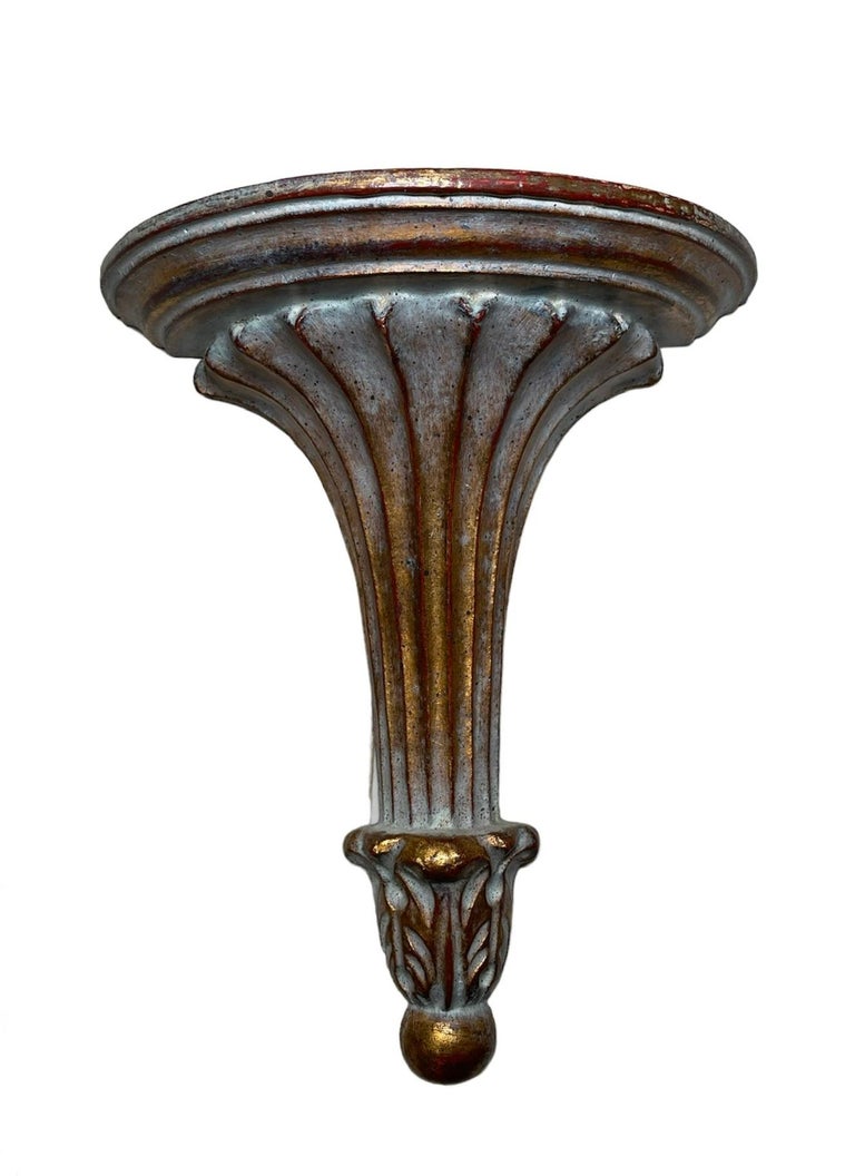 Italian Neoclassical Gilt Wood Pair of Bracket/Shelves For Sale at 1stDibs