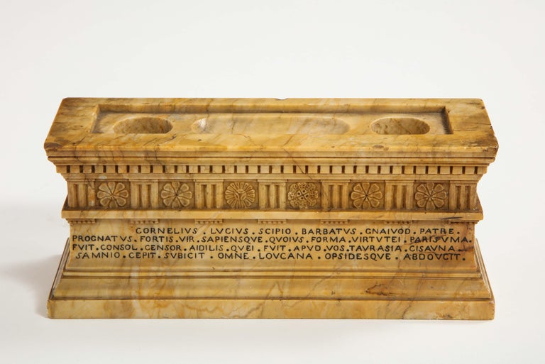 Italian Neoclassical Grand Tour Sienna Marble Tomb of Scipios Inkwell ...