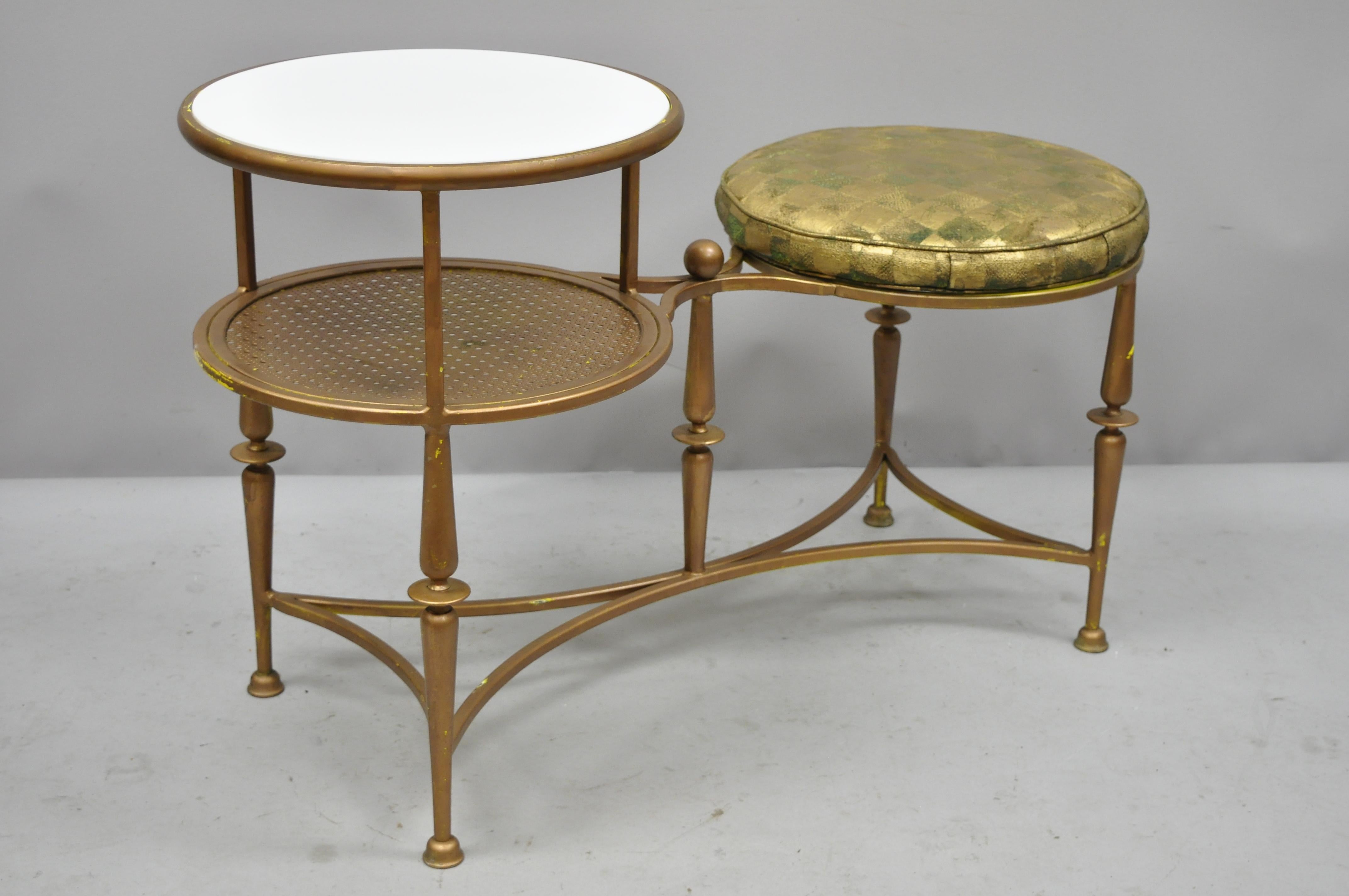 Italian Neoclassical Iron Glass Telephone Stand Gossip Bench Swivel ...