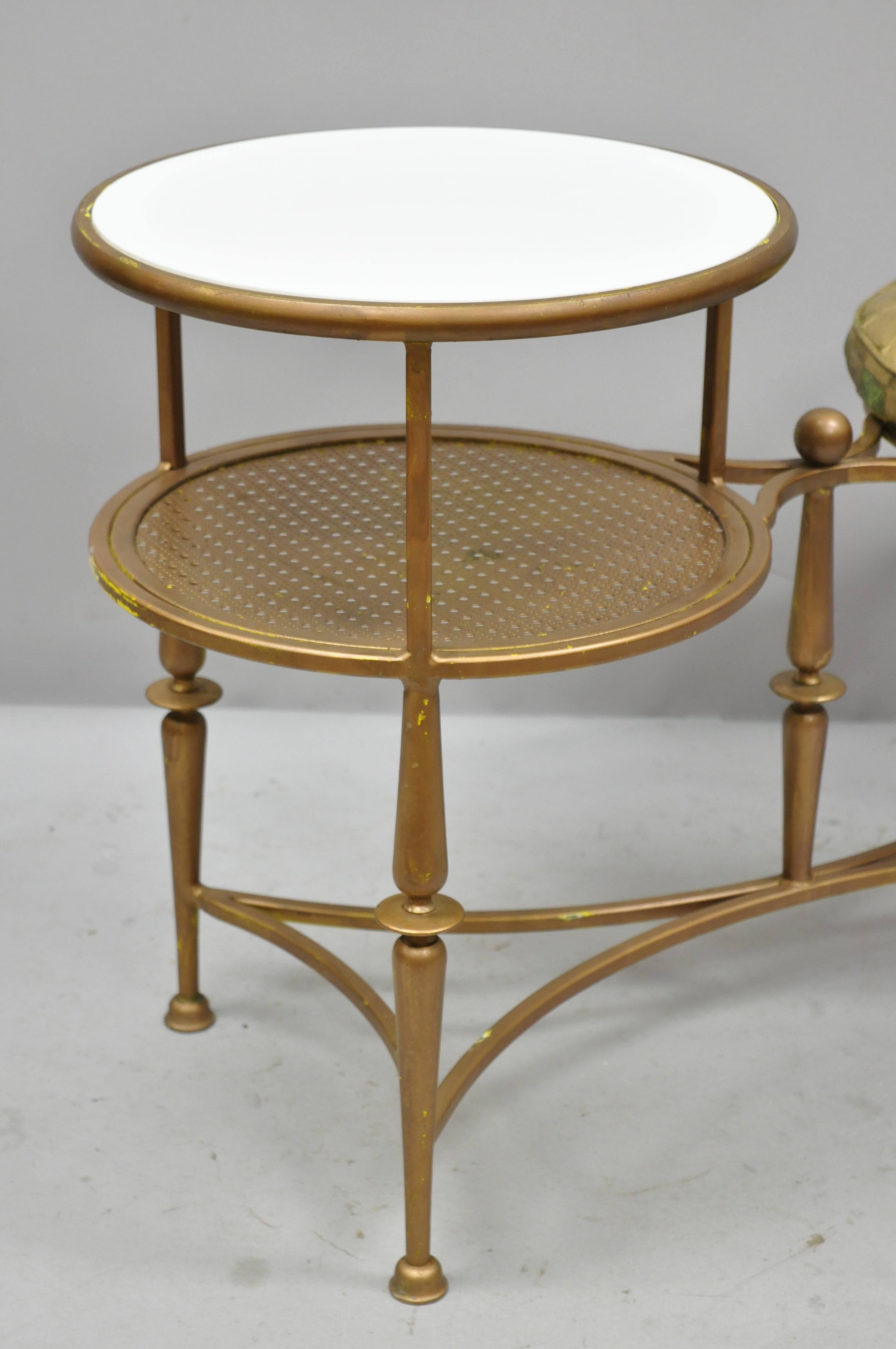 Italian Neoclassical Iron Glass Telephone Stand Gossip Bench Swivel ...