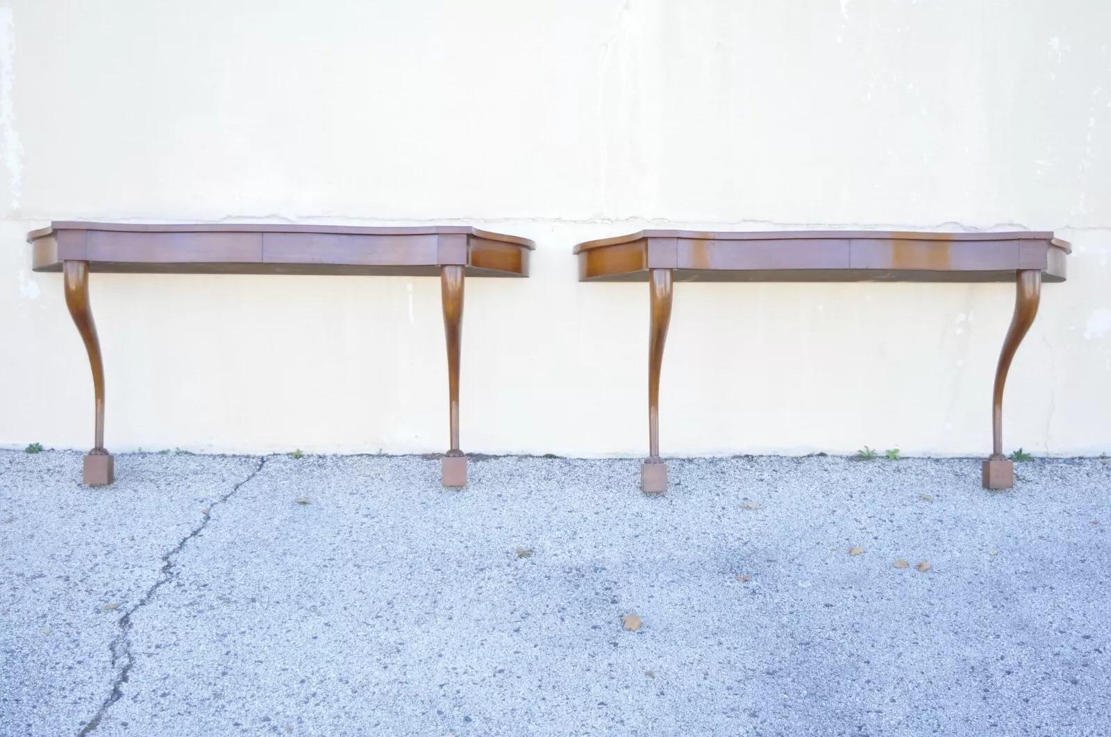 Italian Neoclassical Regency Cherry 2 Drawer Wall Mounted Console Hall ...