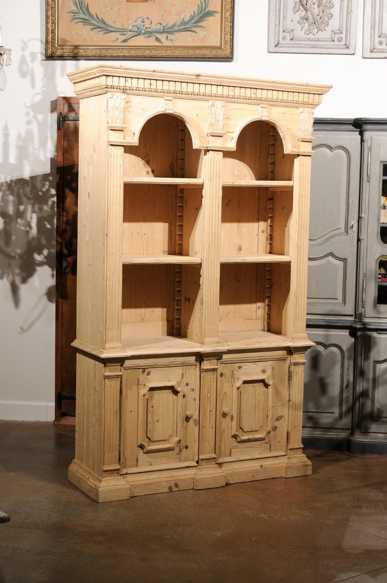 Italian Neoclassical Style Carved Pine Bookcase with Arched Motifs and ...