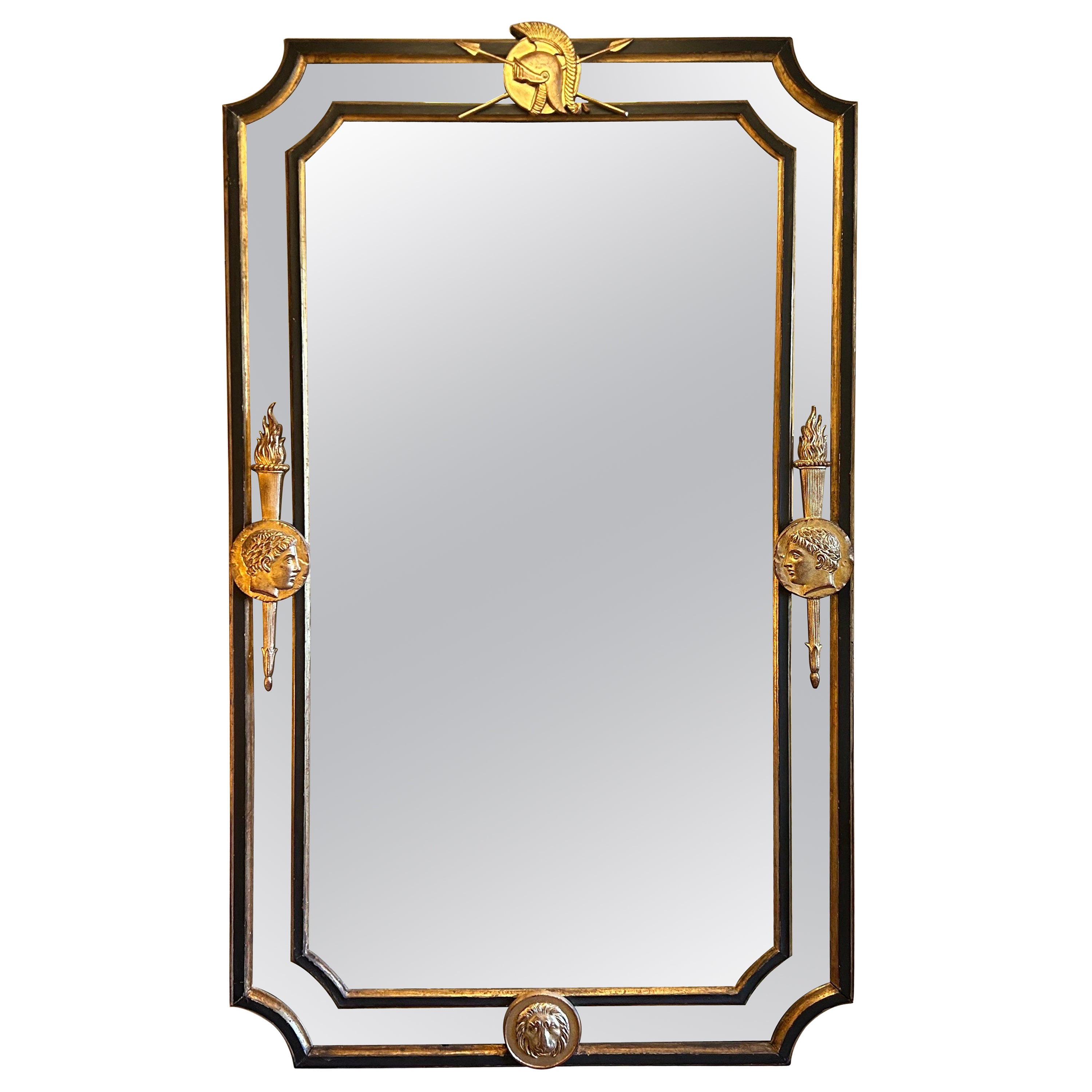 Neoclassical Cherry and Ebonized Wood Wall Mirror For Sale at 1stDibs