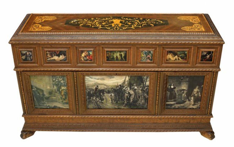 Italian Neoclassical Style Inlaid Satinwood Cassone For Sale at 1stDibs