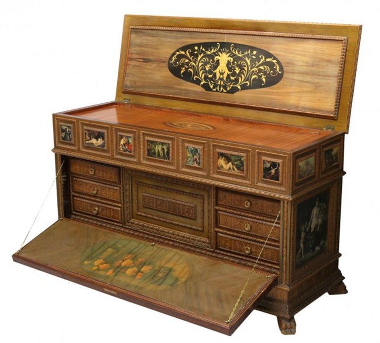 Italian Neoclassical Style Inlaid Satinwood Cassone For Sale at 1stDibs
