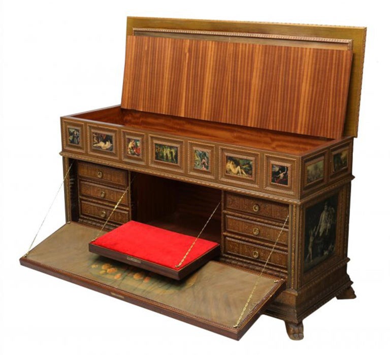 Italian Neoclassical Style Inlaid Satinwood Cassone For Sale at 1stDibs