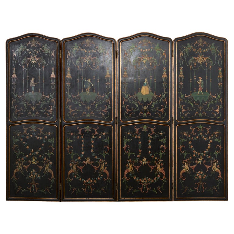 Italian Neoclassical Style Painted Four Panel Folding Screen For Sale ...
