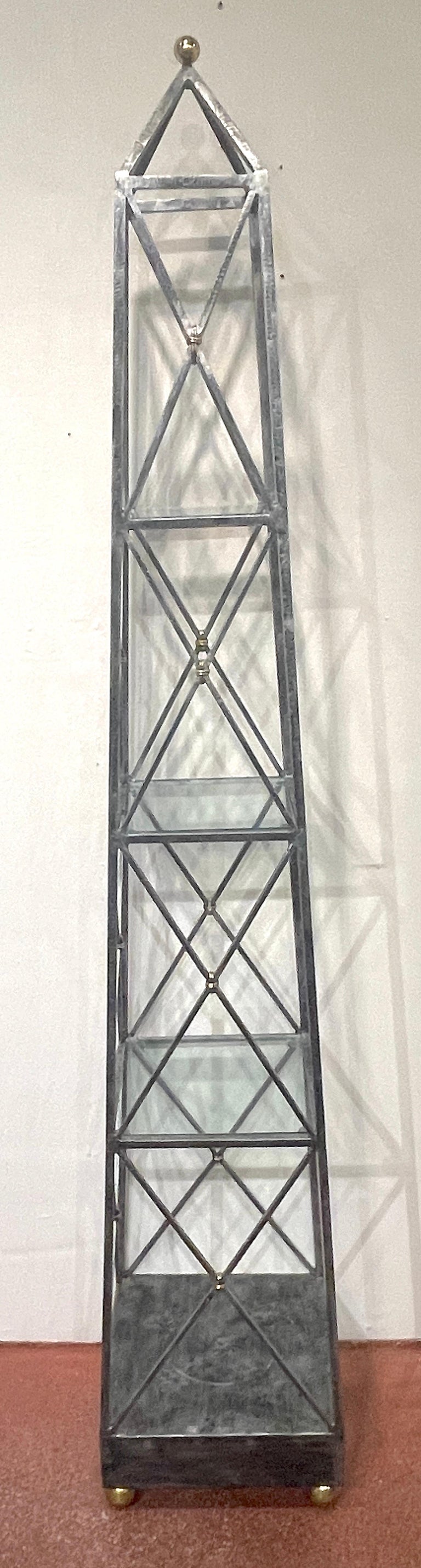 Italian Neoclassical Wrought Iron and Brass Obelisk Etagere For Sale at ...
