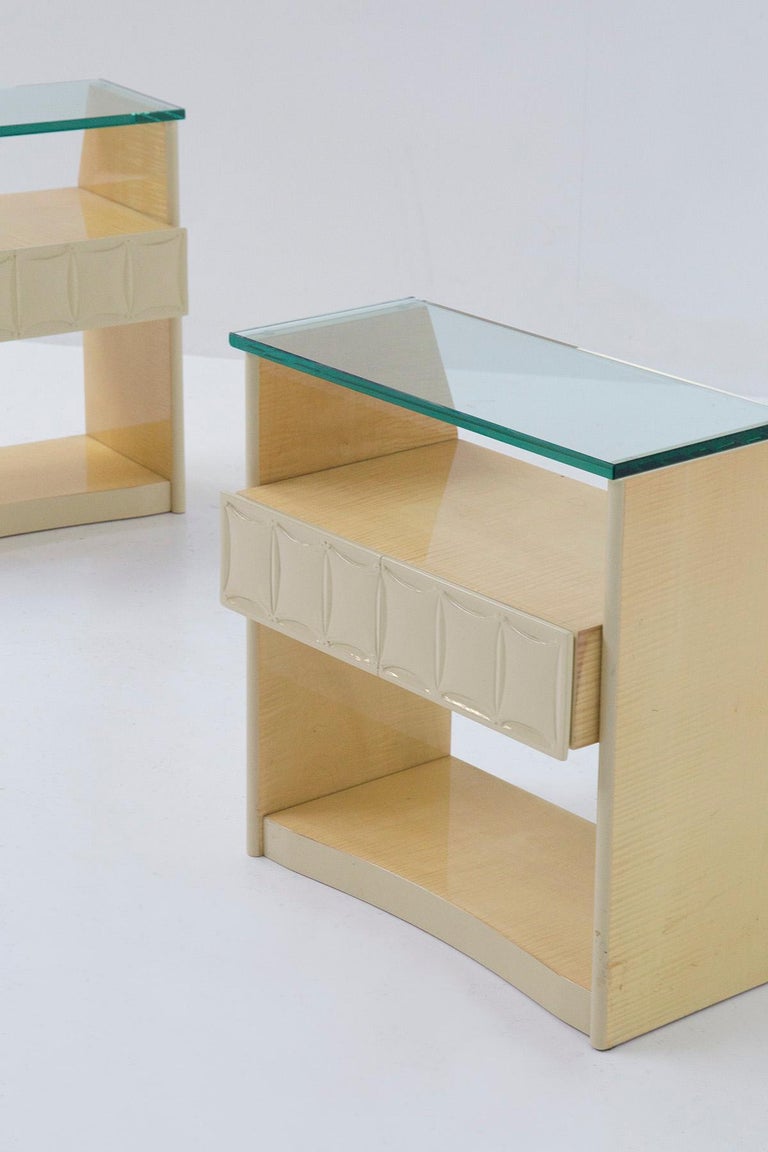 Italian Nightstand by Giovanni Gariboldi in Lacquered Wood and Glass ...