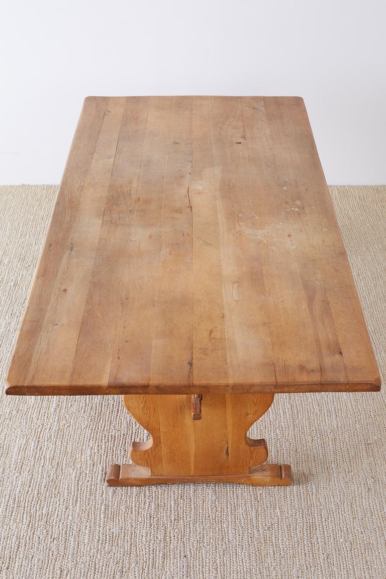 Italian Oak Baroque Style Country Trestle Dining Table at 1stDibs