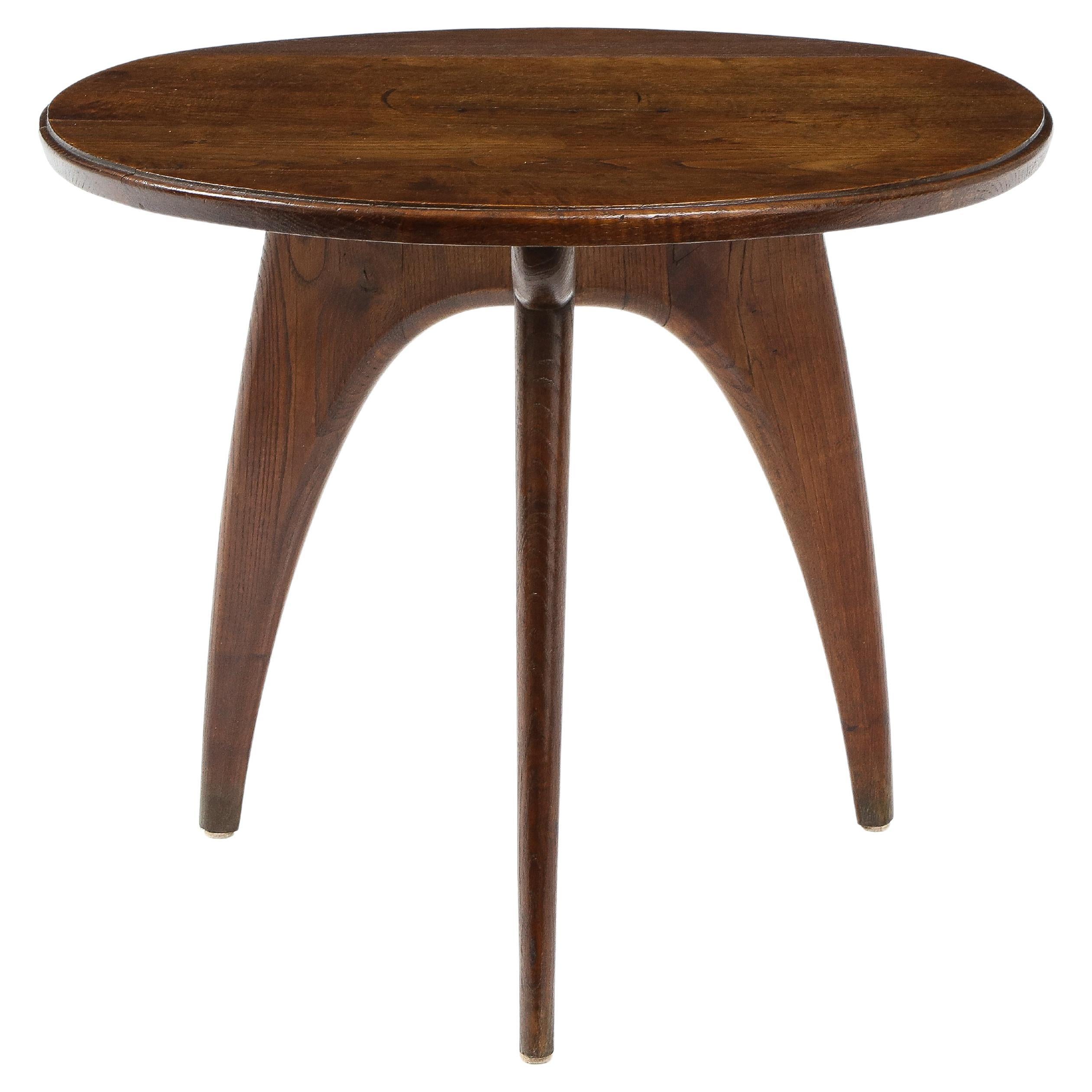Italian Oak Circular Side Table Attributed to Paolo Buffa at 1stDibs
