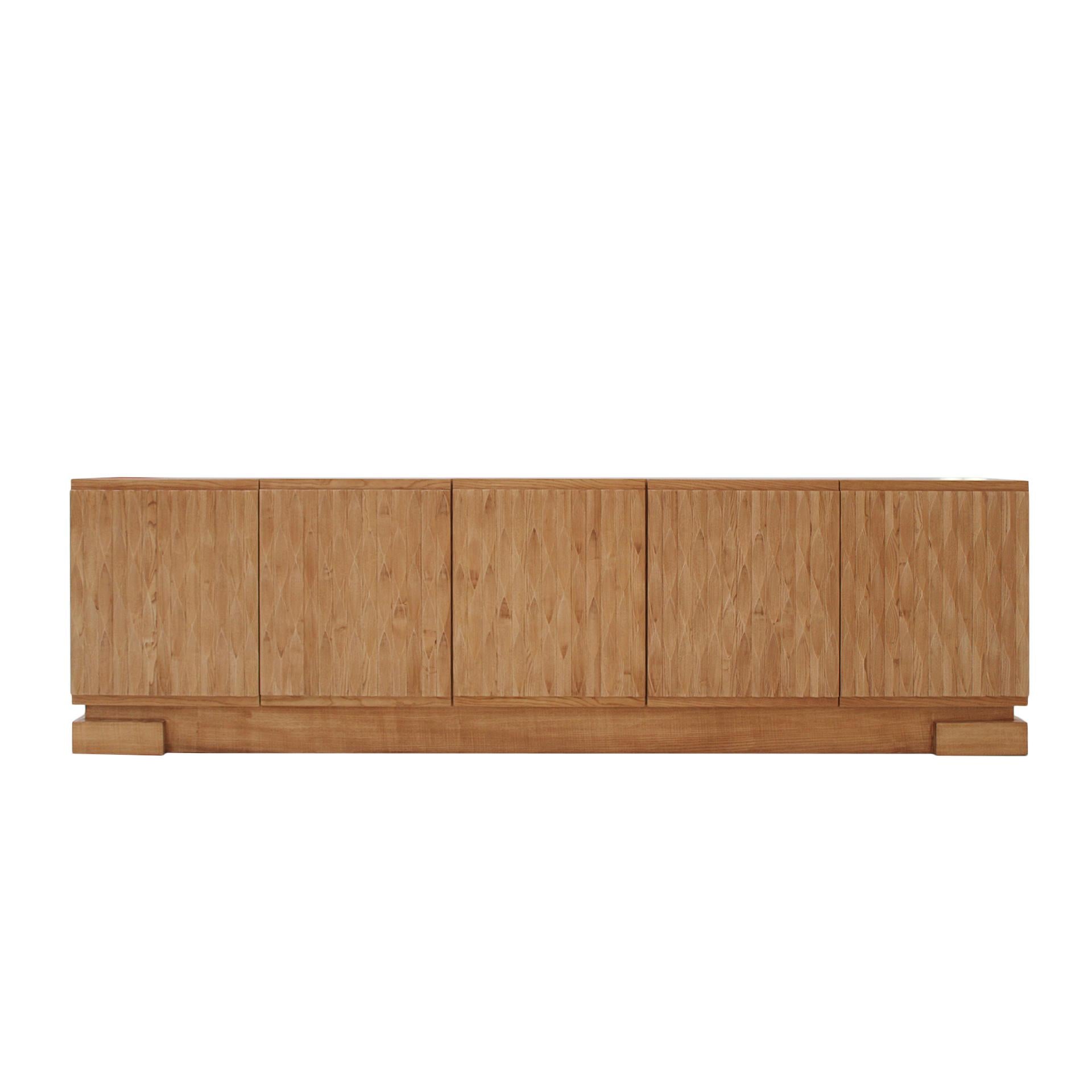 Italian Oak Wood Sideboard with Hand Carved Patterns in the Doors ...