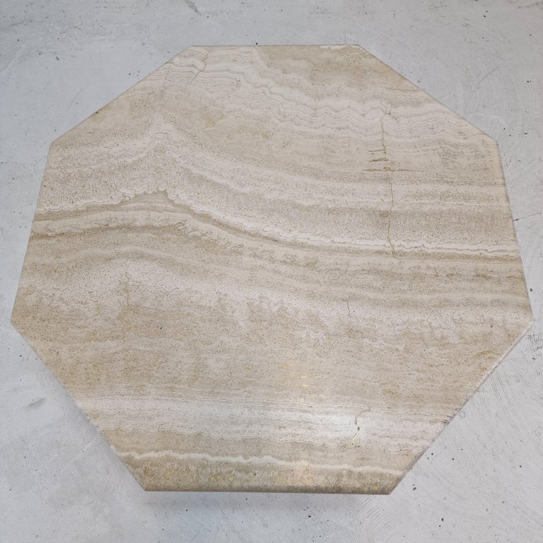 Italian Octagon Coffee Table in Travertine, 1980s For Sale at 1stDibs