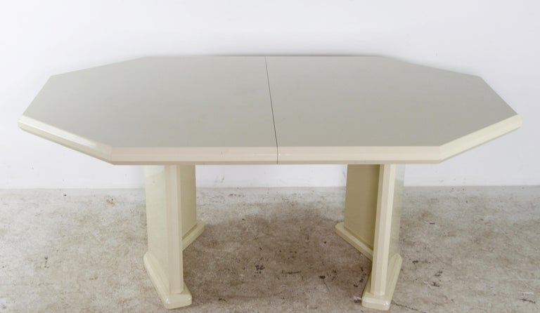 Italian Octagon Wood Dining Table and Eight Chair Set w/ One Leaf ...