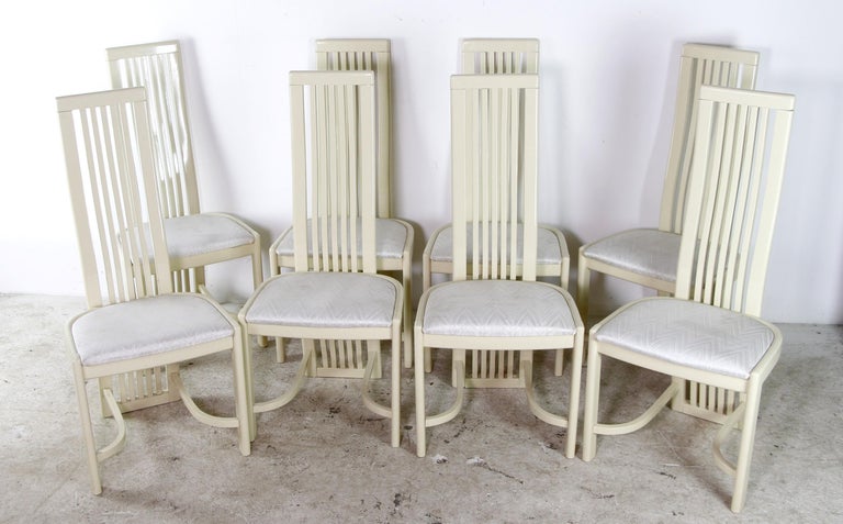 Italian Octagon Wood Dining Table and Eight Chair Set w/ One Leaf ...