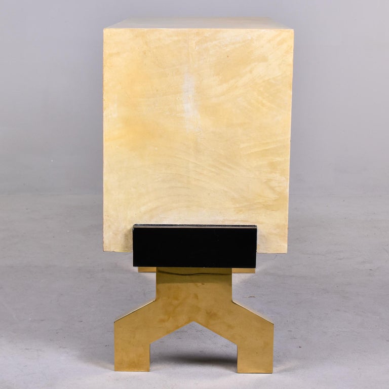 Italian off White Parchment Covered Modernist Chest with Brass Accents ...