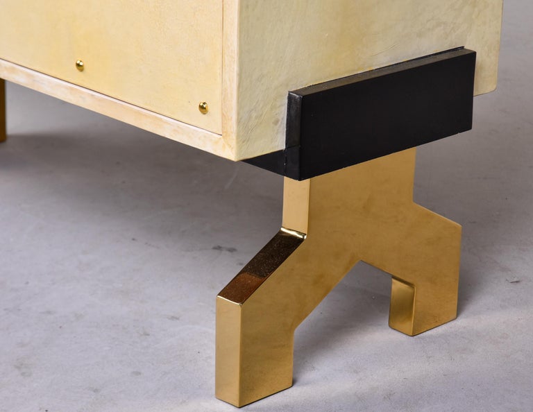 Italian off White Parchment Covered Modernist Chest with Brass Accents ...