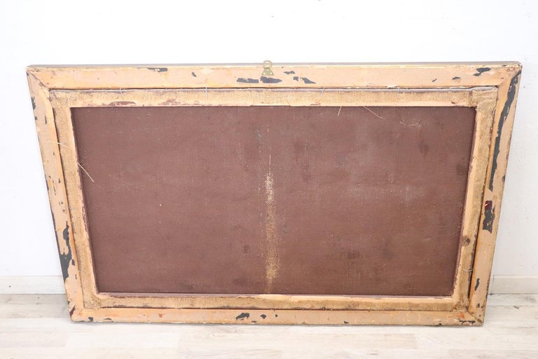 Italian Oil Painting on Canvas Landscape with River For Sale at 1stDibs