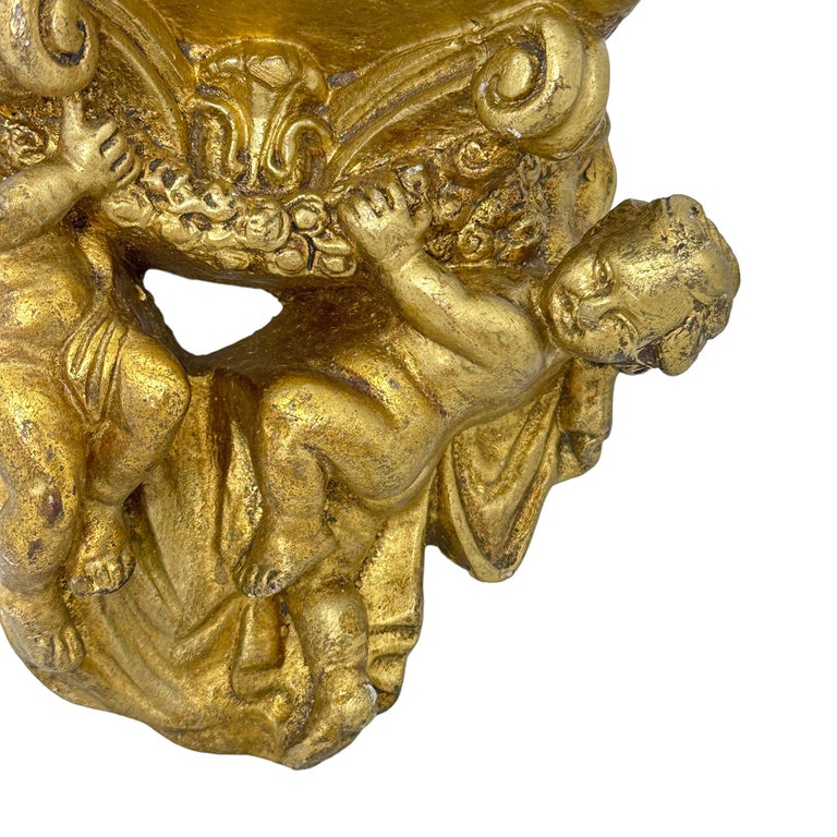 Italian Old Venetian Miniature Wall Shelf, Gilded Plaster Cherubs ...