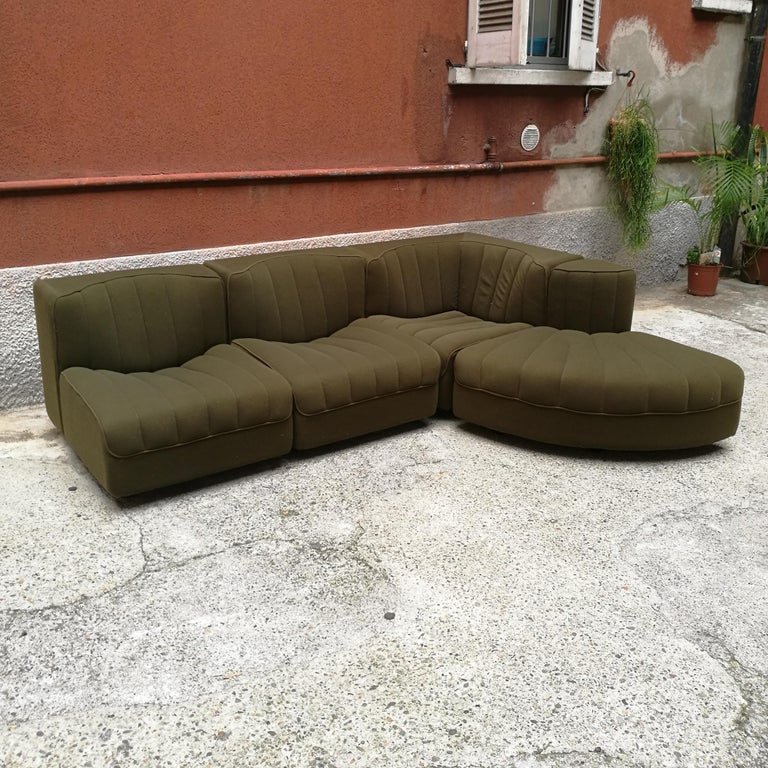 Italian Olive Green Felt Modular Original Sofa, 1970s at 1stDibs | felt ...