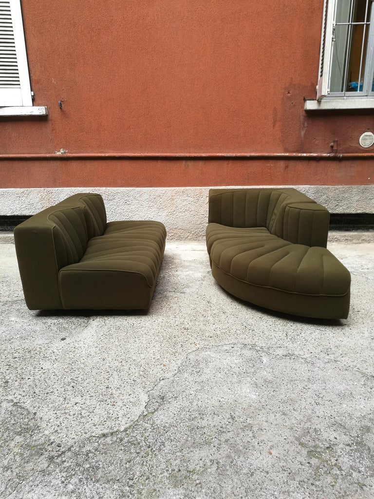 Italian Olive Green Felt Modular Original Sofa, 1970s at 1stDibs | felt ...